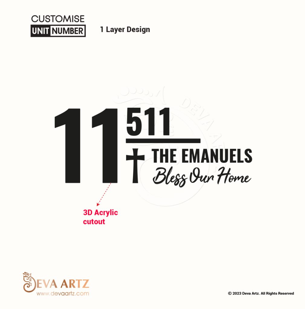 Numeral + Symbol Design - Home Unit Number with Family Name